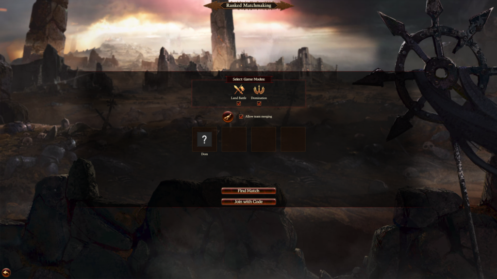 TWW3 - U2.2 - Ranked Matchmaking - Split Queue - Total War